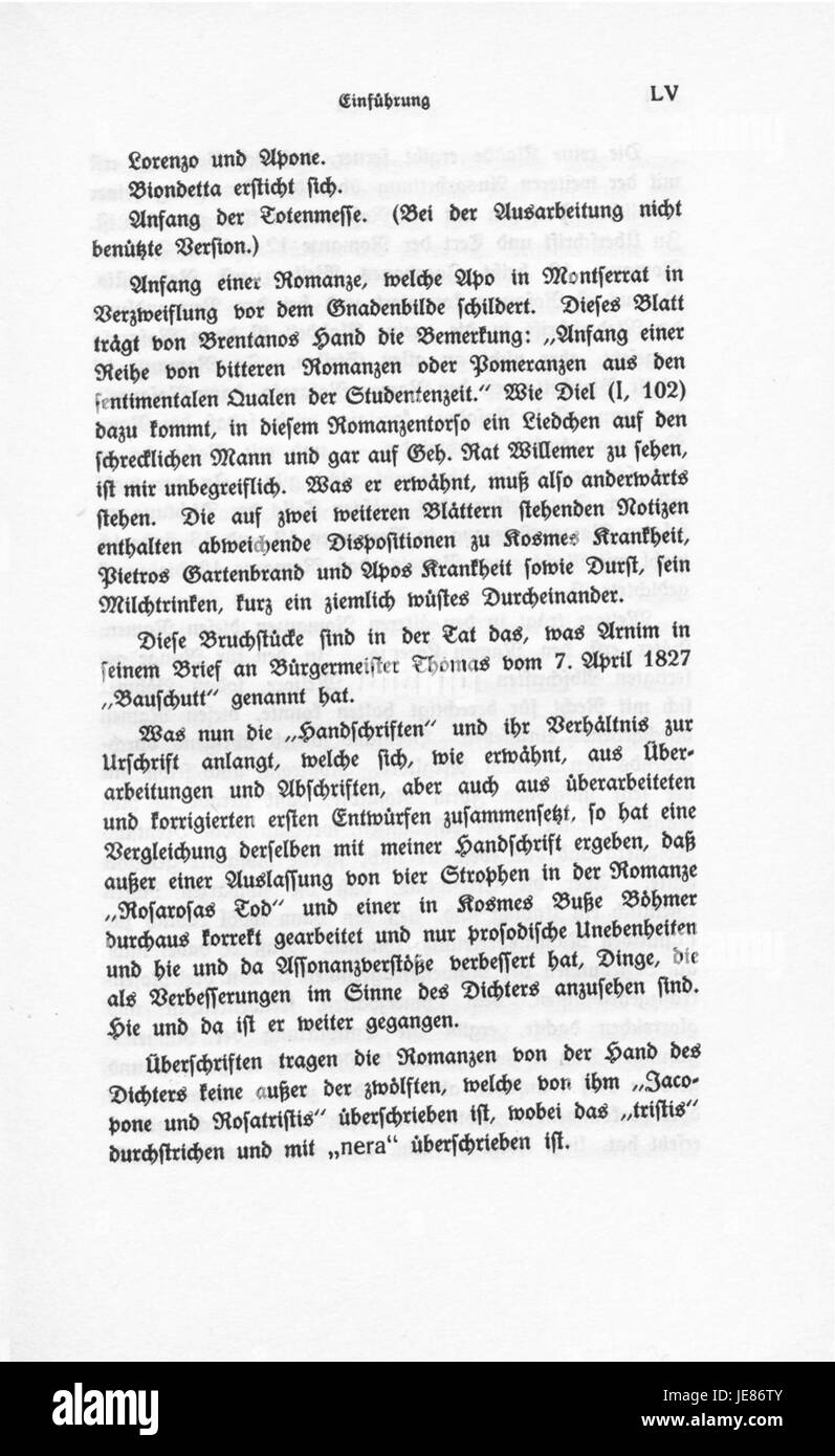 A page from Clemens Brentano's 'Romanzen vom Rosenkranz,' part of his ...