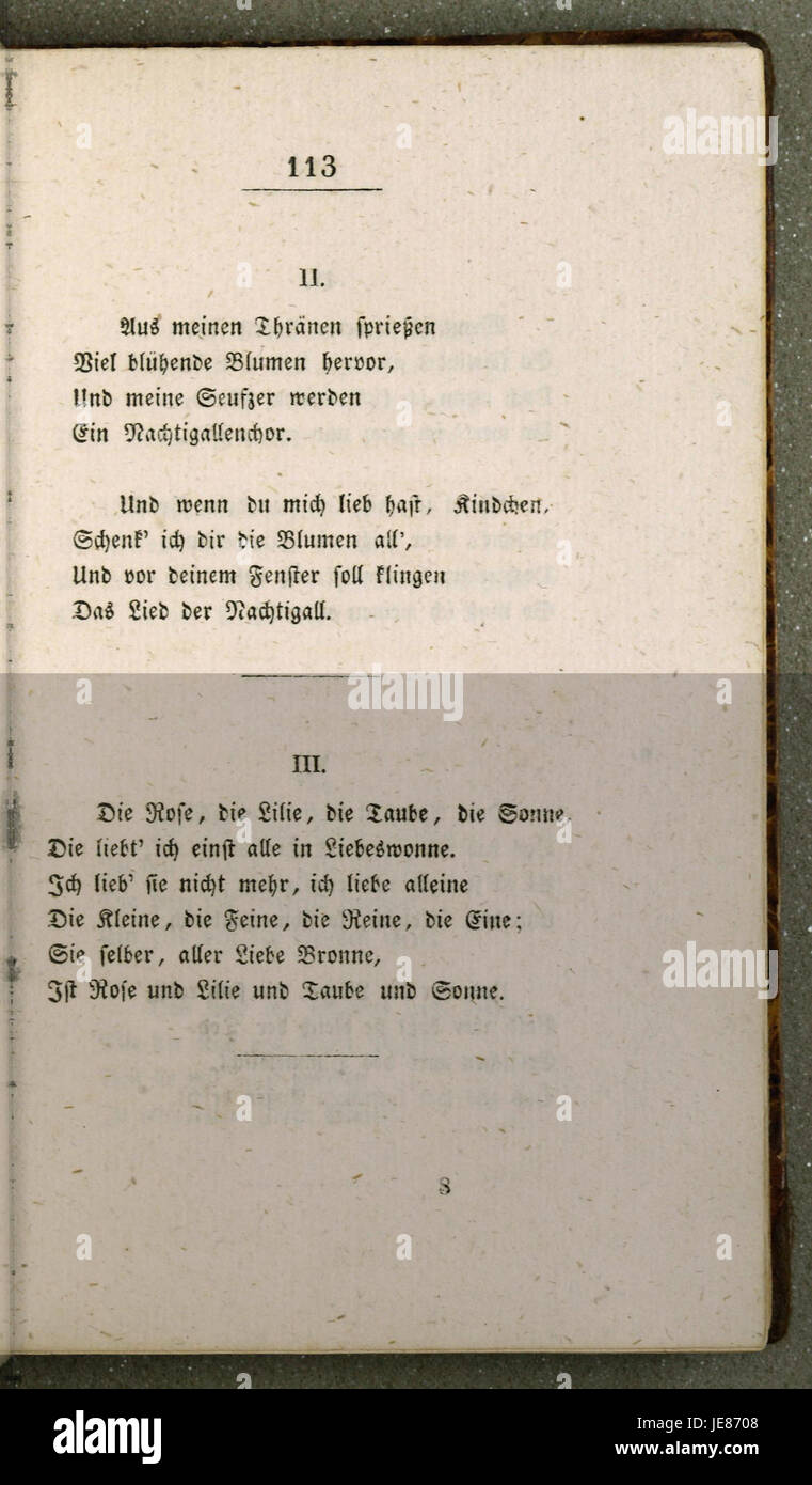 A printed book titled 'Buch der Lieder,' a collection of German poems ...