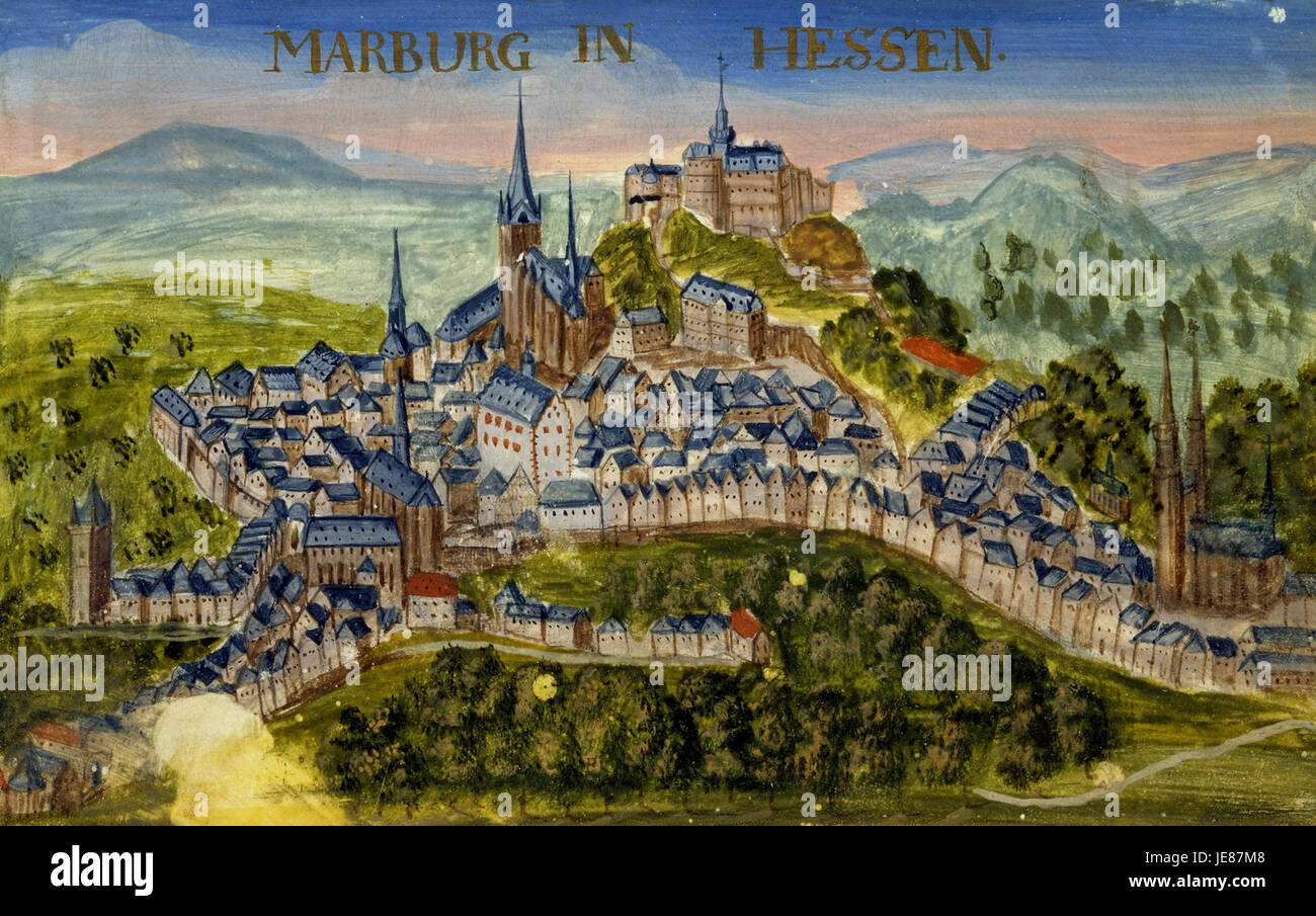 'Ansicht der Stadt Marburg' is a historical view of the German city of ...