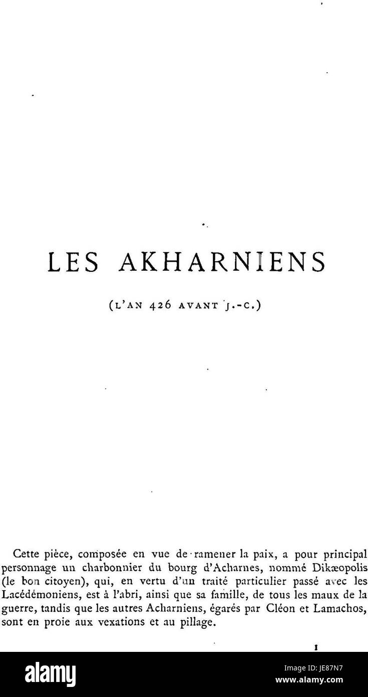 'Aristophane I' refers to the first volume of works by Aristophanes ...