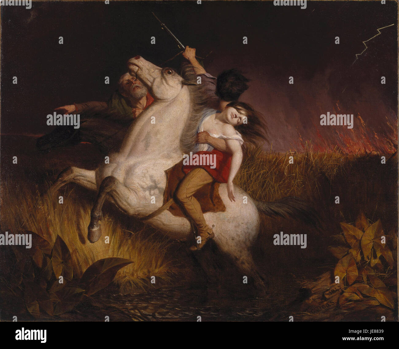 ‘Prairie on Fire’ by Charles Deas is a dramatic painting depicting the ...