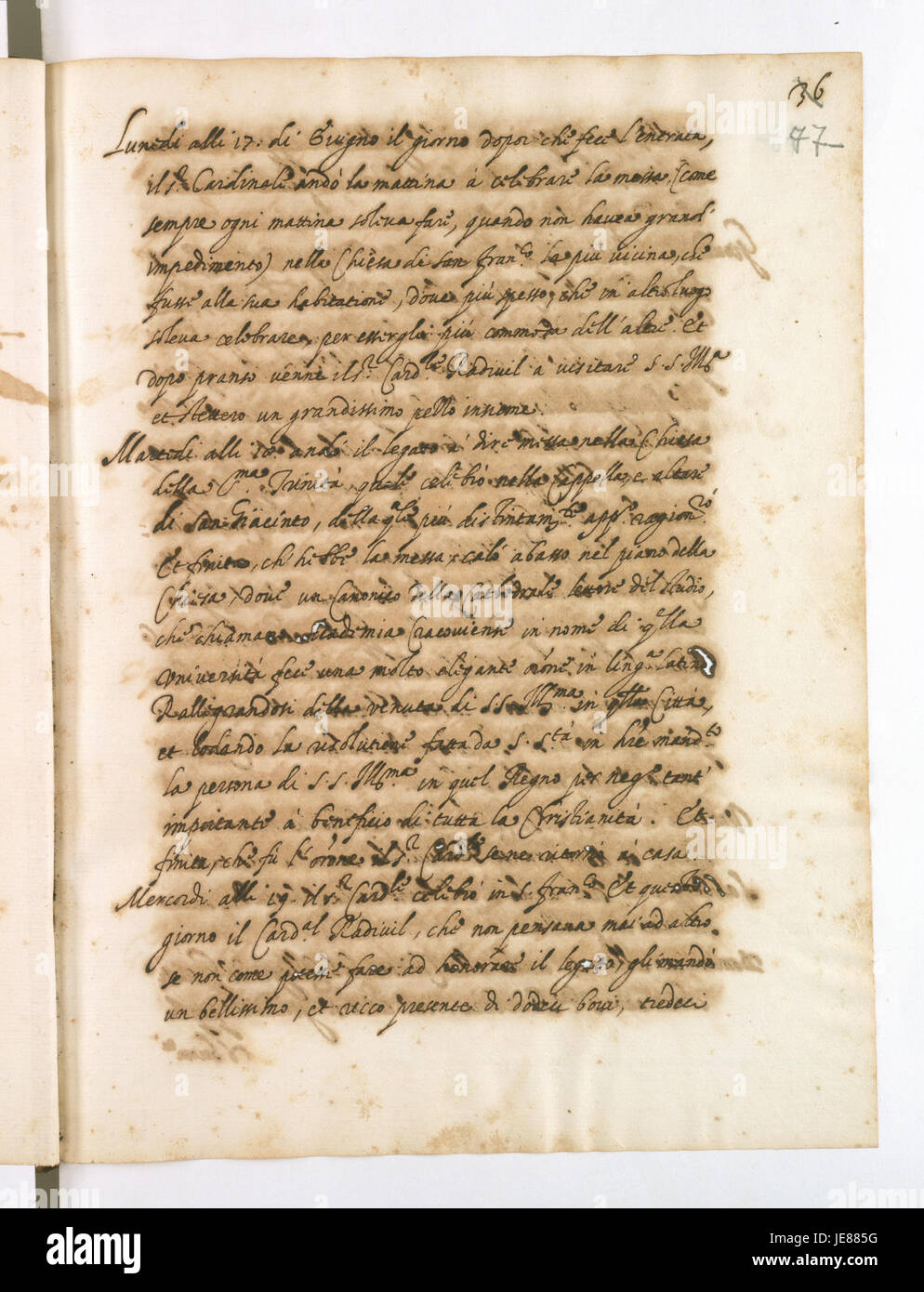 This historical document refers to the itinerary of the papal legate ...