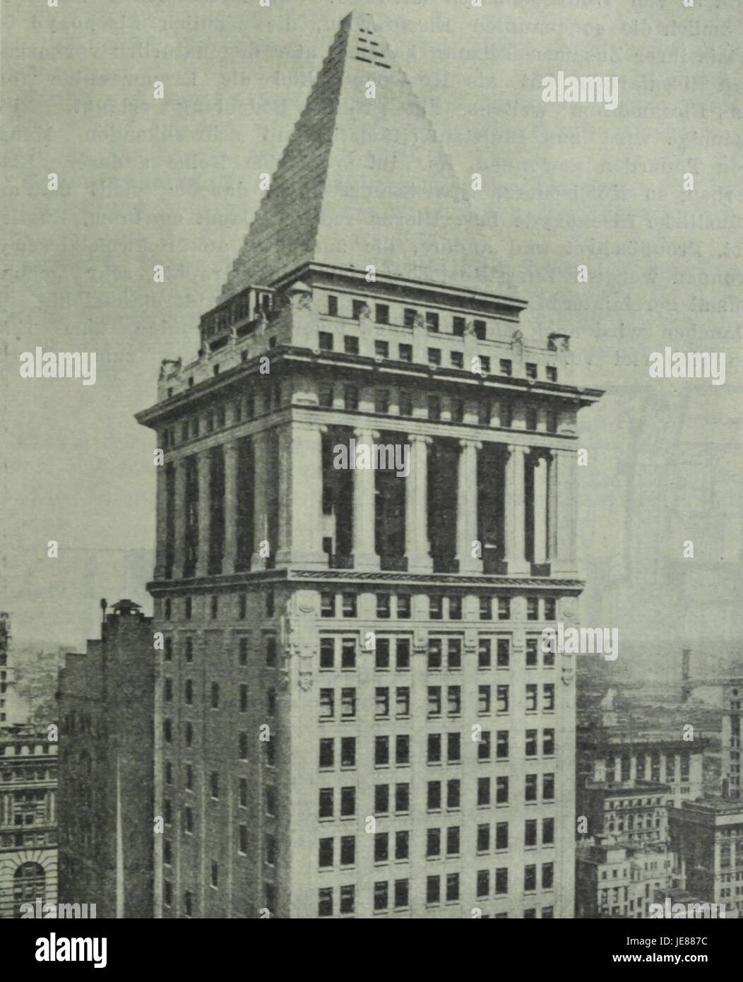 The image depicts the upper portion of the Bankers Trust Building, an ...