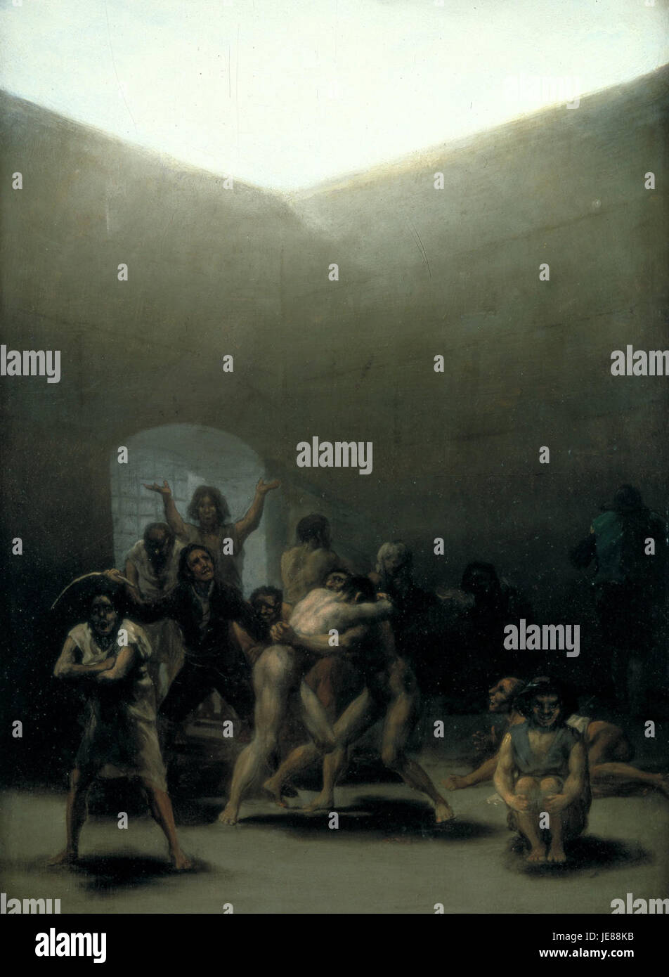 'Courtyard with Lunatics' by Francisco Goya, painted in 1794, depicts a ...