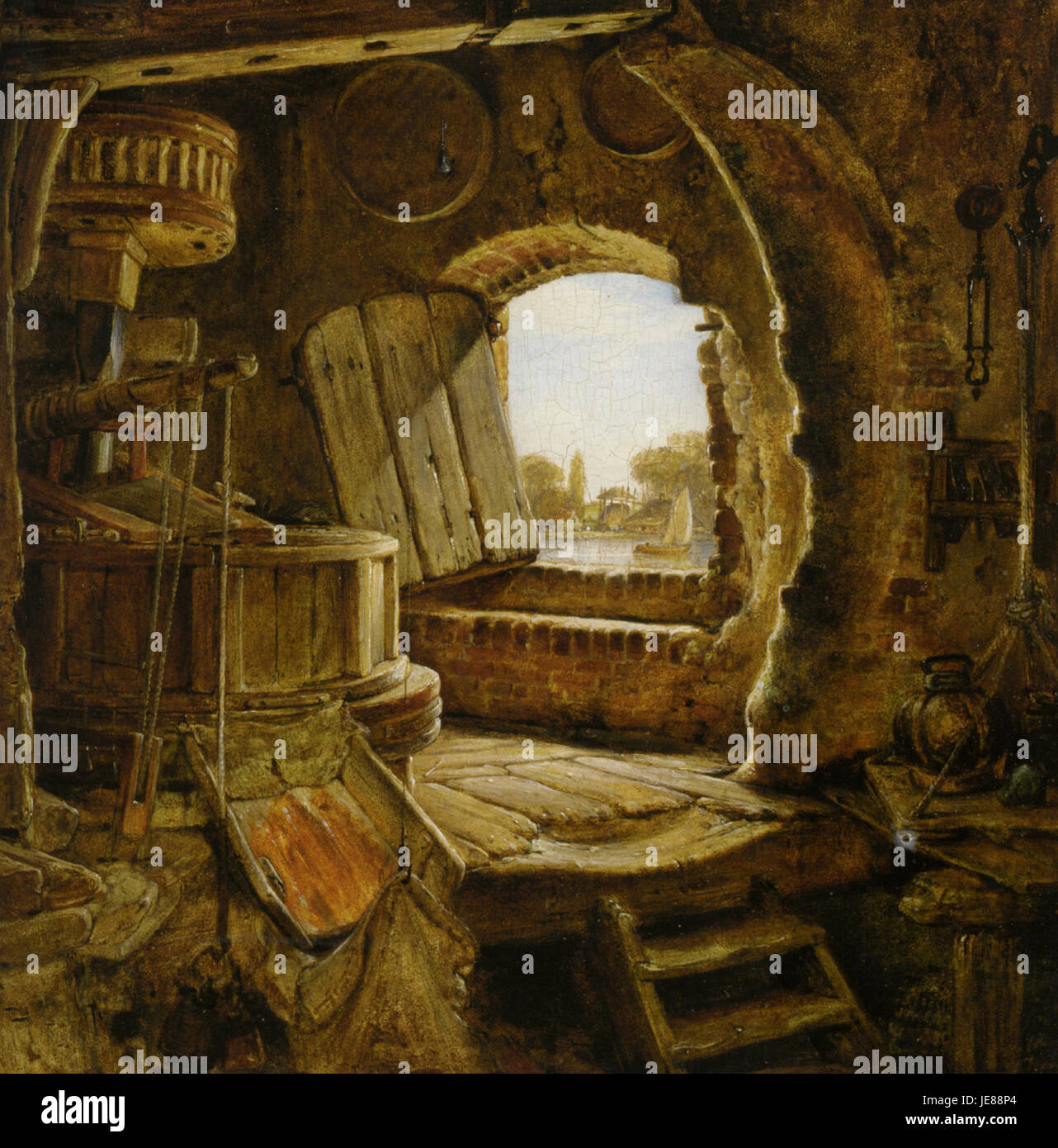 Cooke Edward William's 'Rembrandt's Father's Mill' is an oil on panel ...