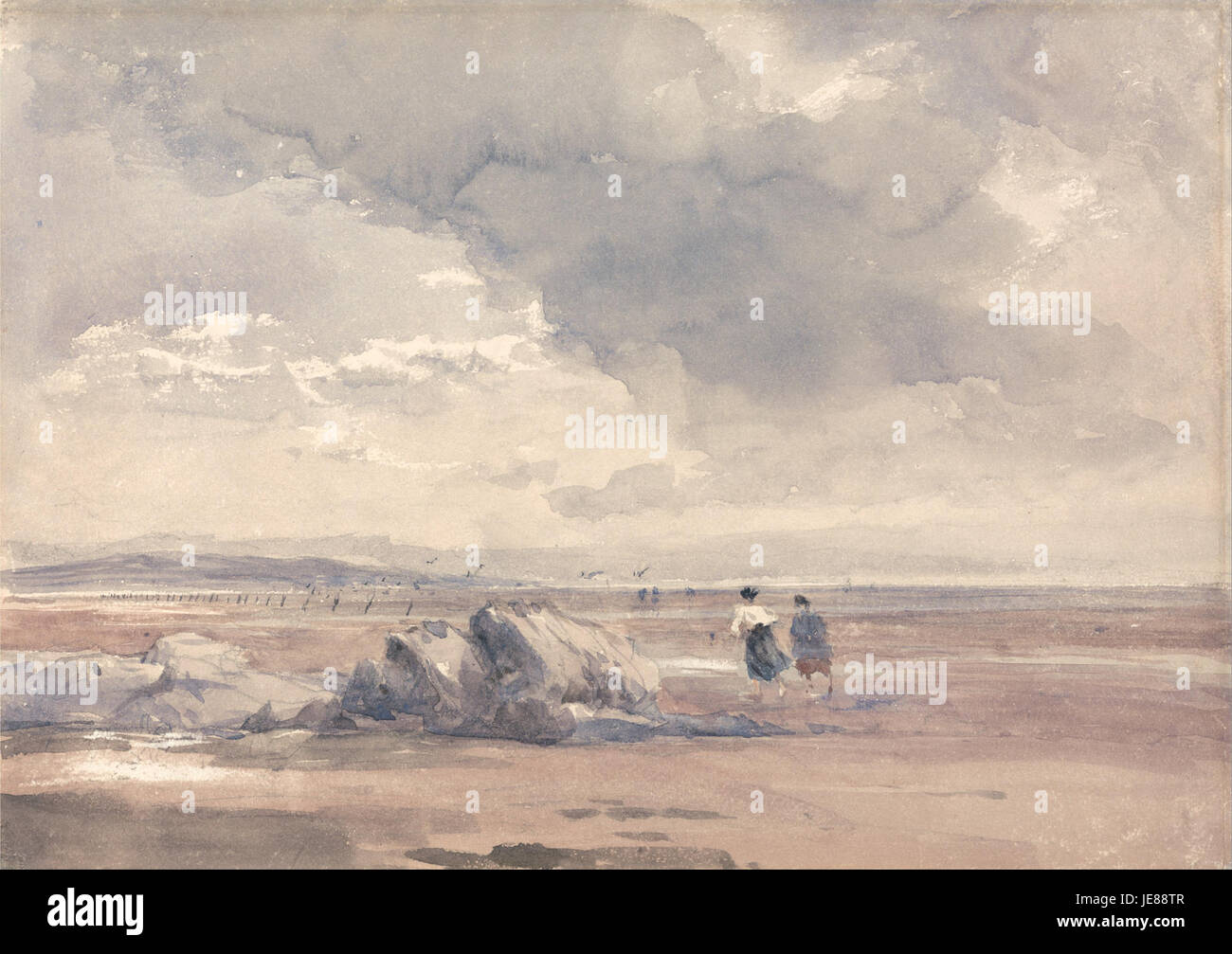 'On Lancaster Sands, Low Tide' by David Cox, a landscape painting ...
