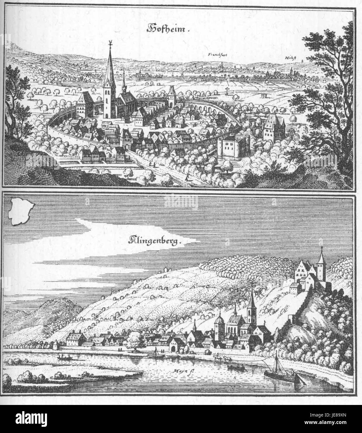 A page from 'De Merian Hassiae', an engraving depicting historical ...