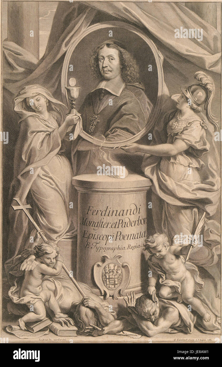 The engraving by Edelinck depicts Ferdinand von Fürstenberg, an ...