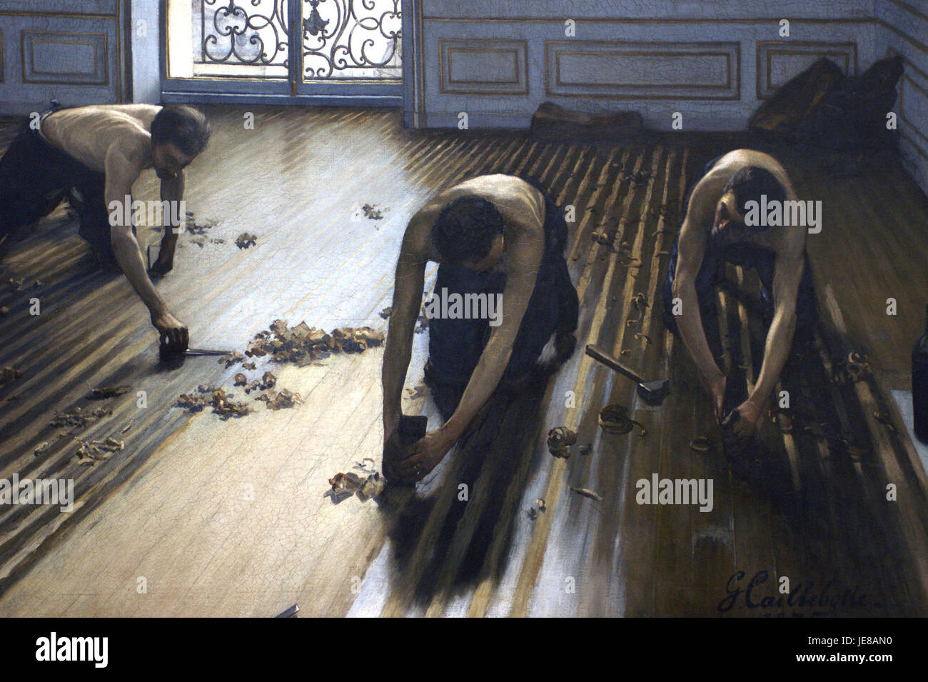 Gustave Caillebotte's 'Rabotteurs' from 1875 portrays workers in a ...