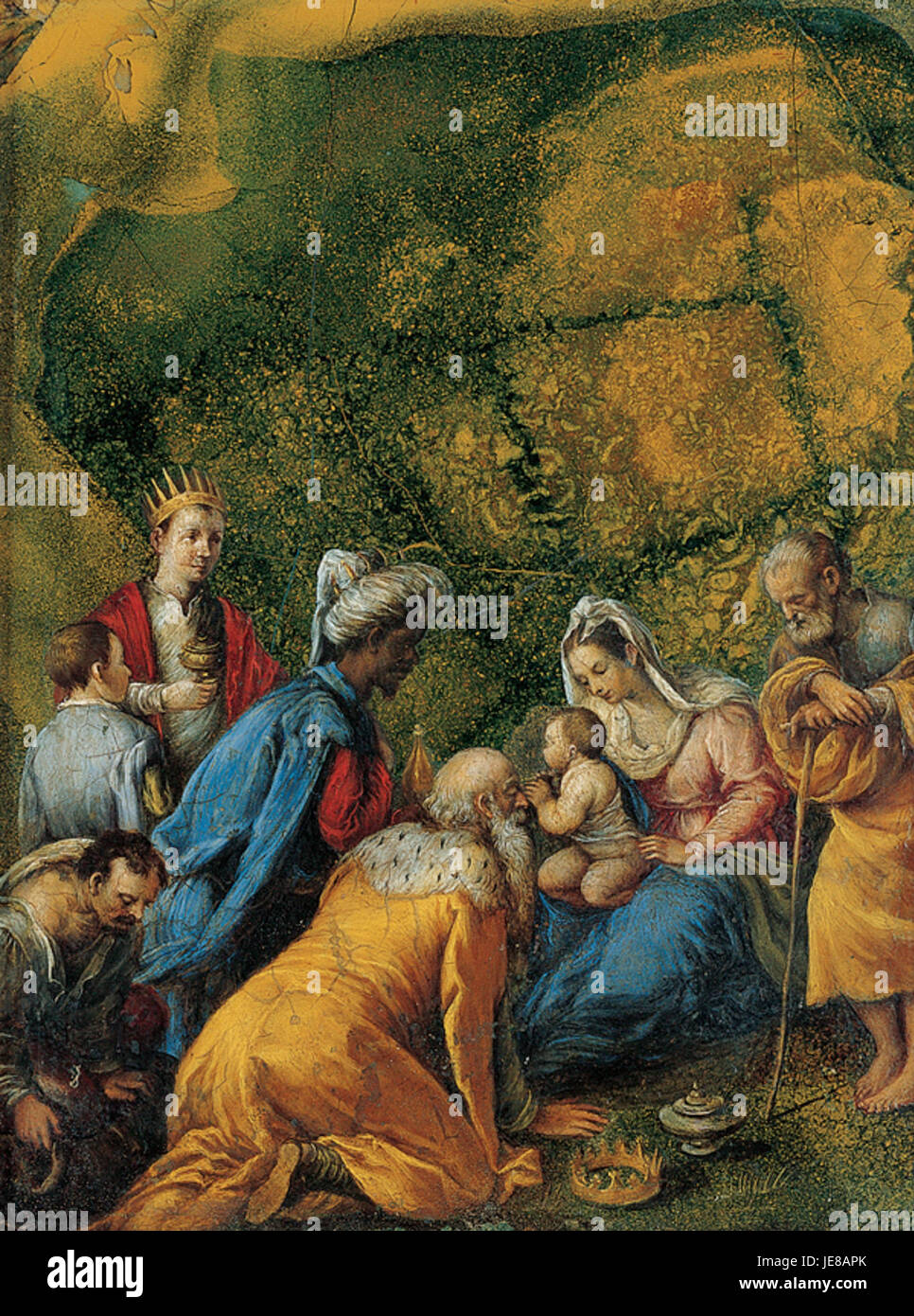 'The Adoration of the Magi', oil on jasper painting by Jacopo Bassano ...