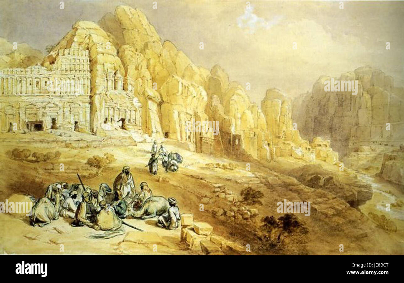 The Bartlett tombs, located in Petra, Jordan, were photographed in 1845 ...