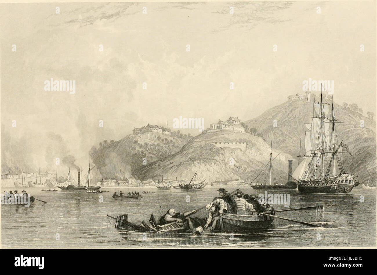 The Battle of Chapoo in 1842 during the First Opium War between Britain ...