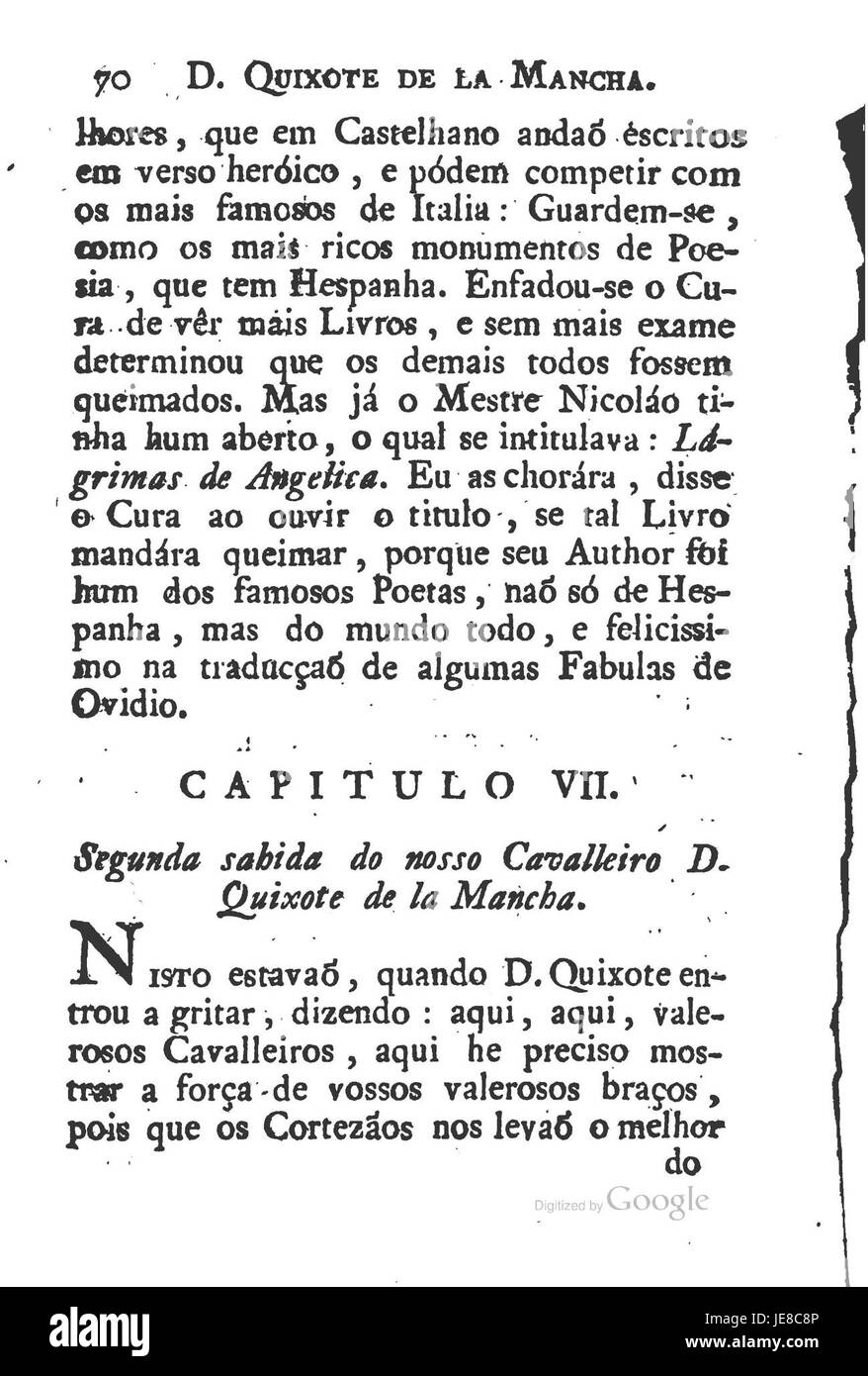 A page from the first volume of 'Don Quixote de la Mancha', the iconic ...