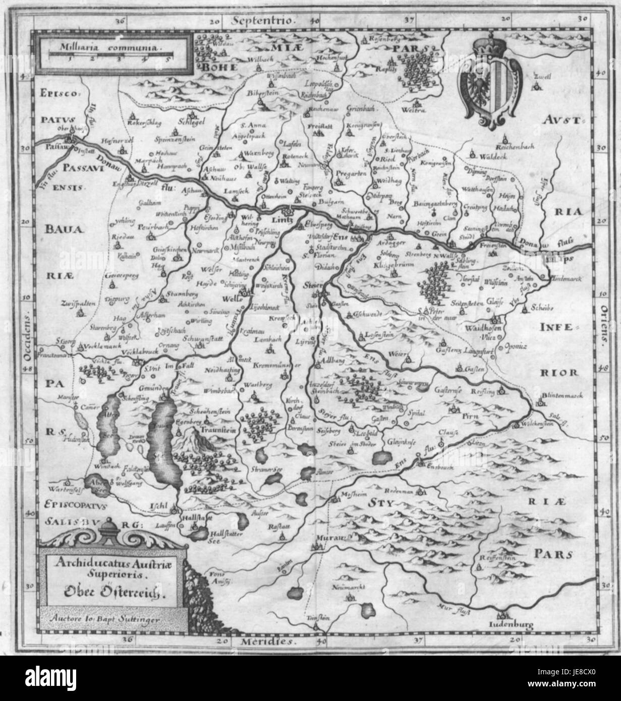 The 'Charte Ober-Oesterreich' by Merian is a historical map showcasing ...