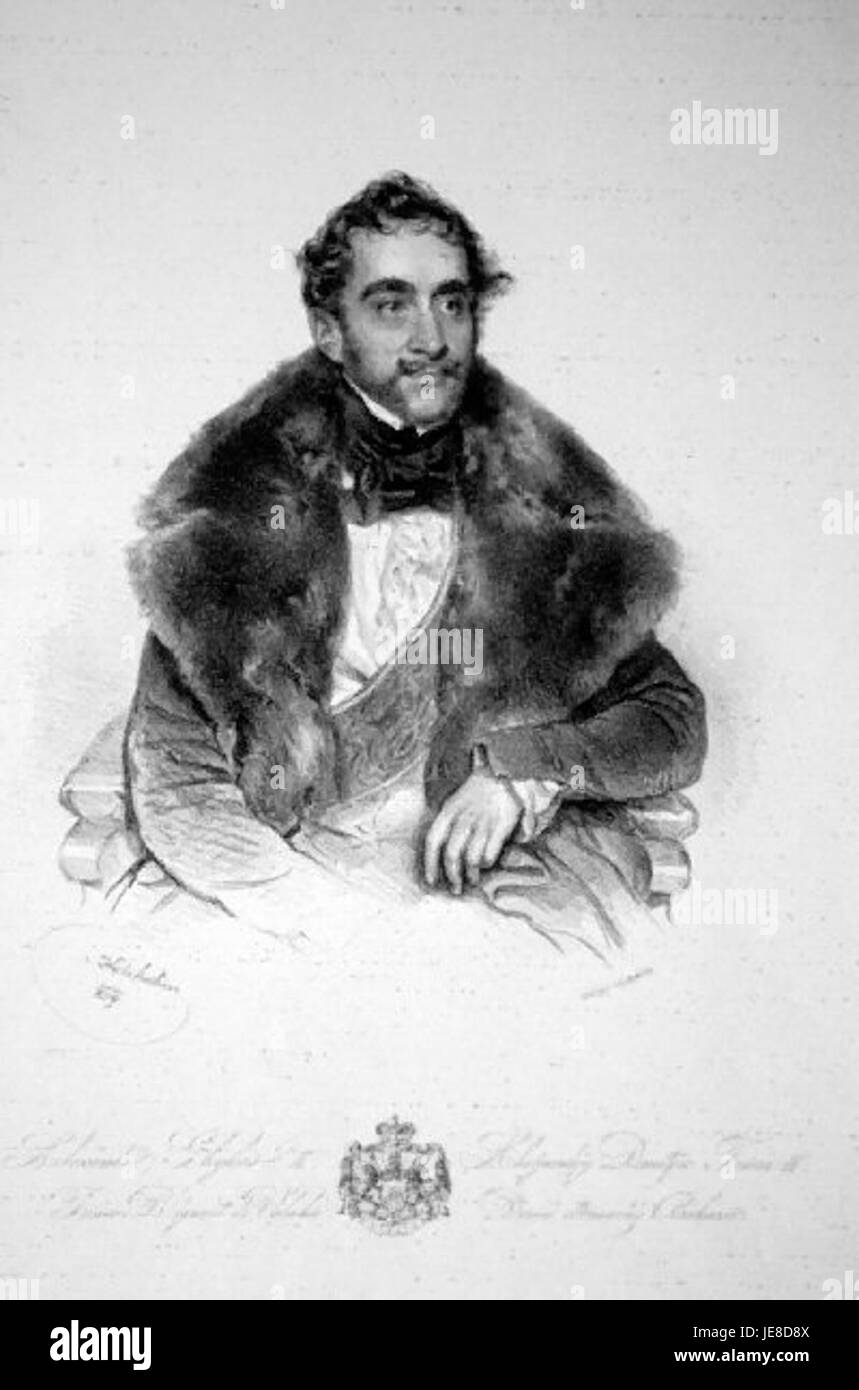 A lithograph created in 1839 of Alexander II Ghica, a prominent ...