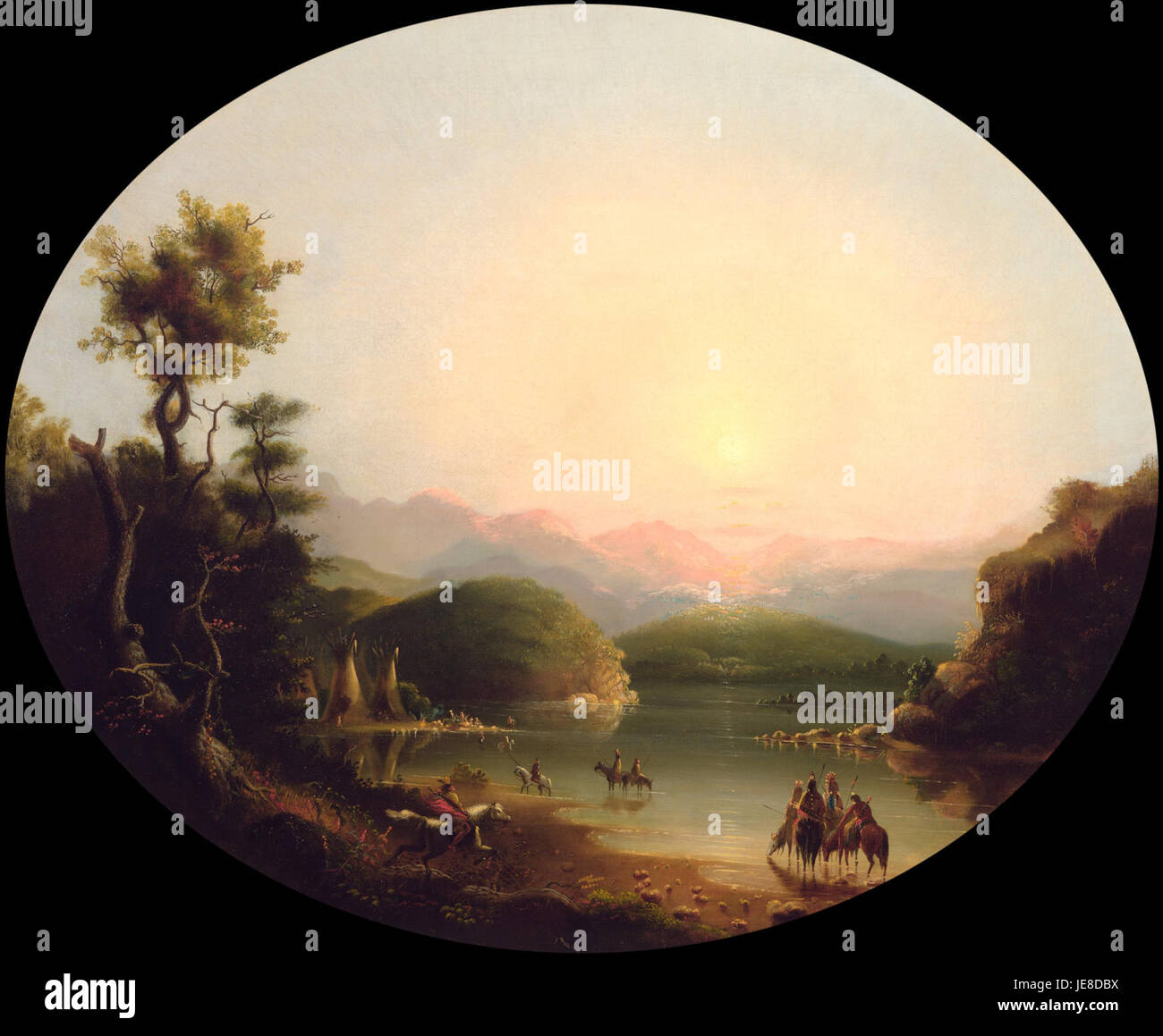 Alfred Jacob Miller's artwork 'Shoshone Indians at a Mountain Lake ...