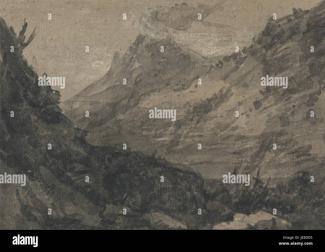 'Mountainous Landscape' by Alexander Cozens is a dramatic painting from ...