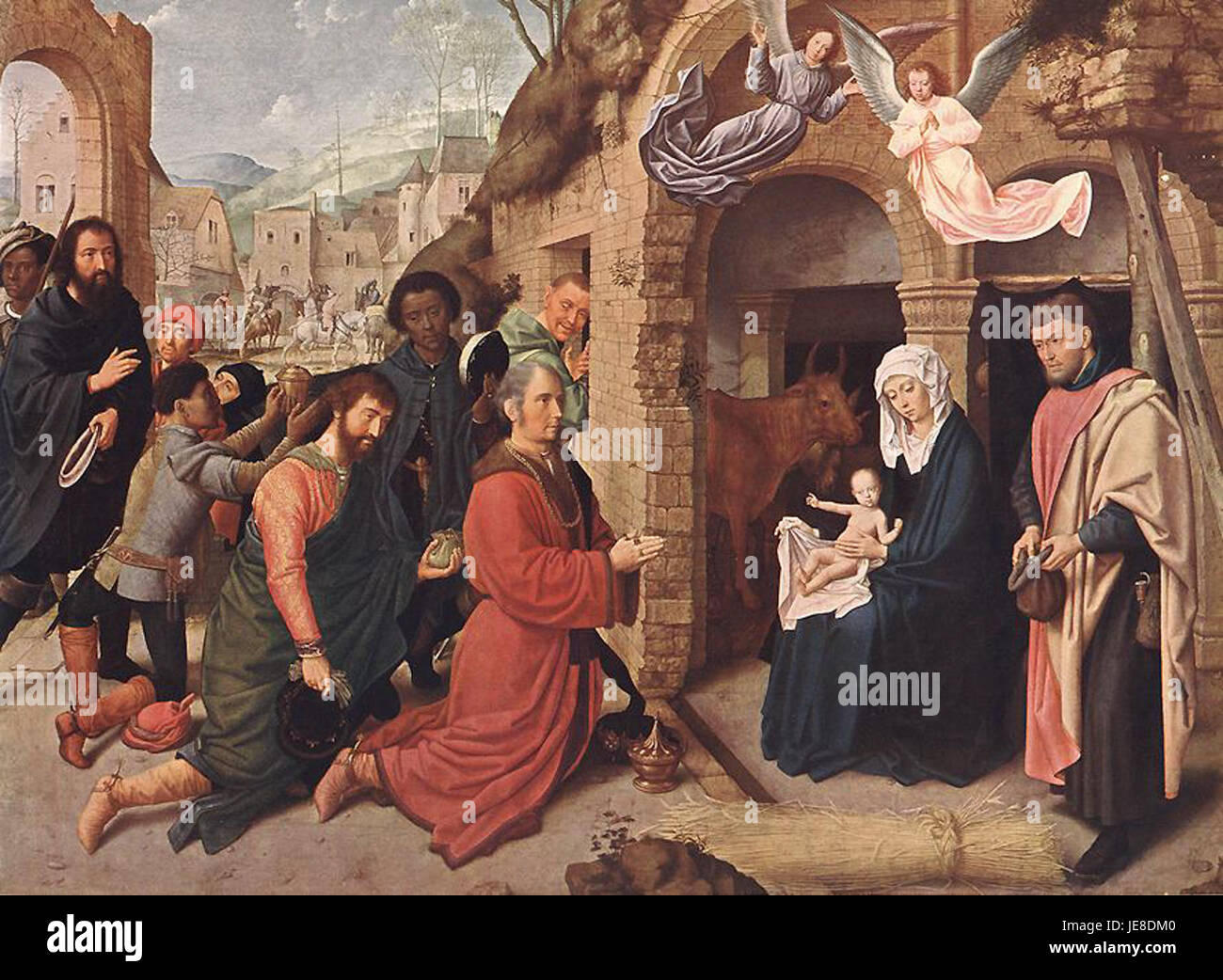 The 'Adoration of the Magi' is a traditional Christian theme depicted ...