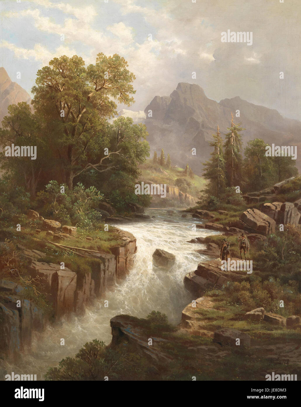 'Wanderer am Gebirgsbachufer' (Wanderer at the Mountain Stream Bank) by ...