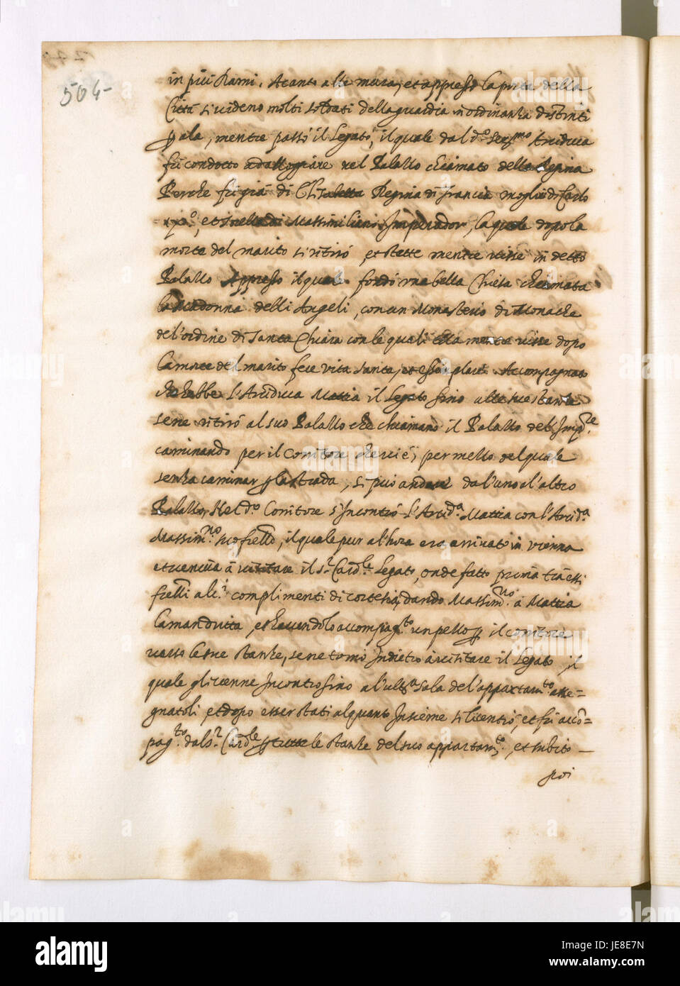 A historical document detailing the itinerary of the papal legate ...