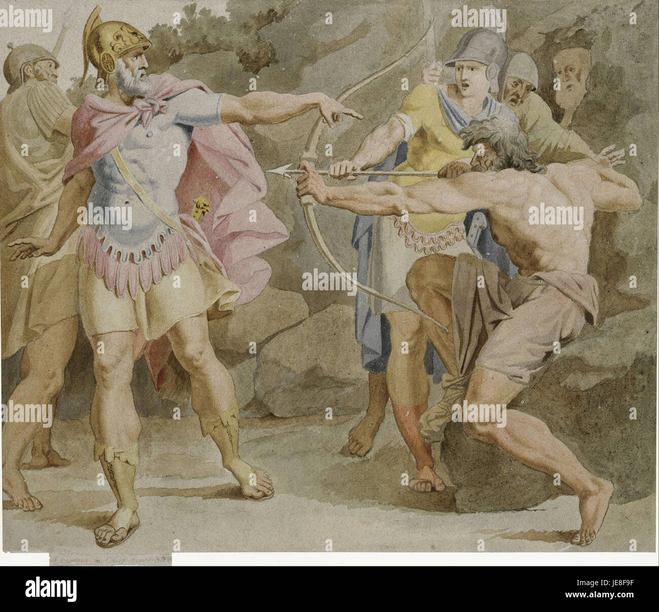 Asmus Jakob Carstens' painting 'Philoctetes aiming the bow of Hercules ...