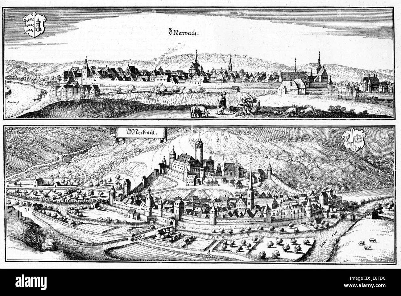 A historical map or document titled 'De Merian Sueviae' from 1692 ...