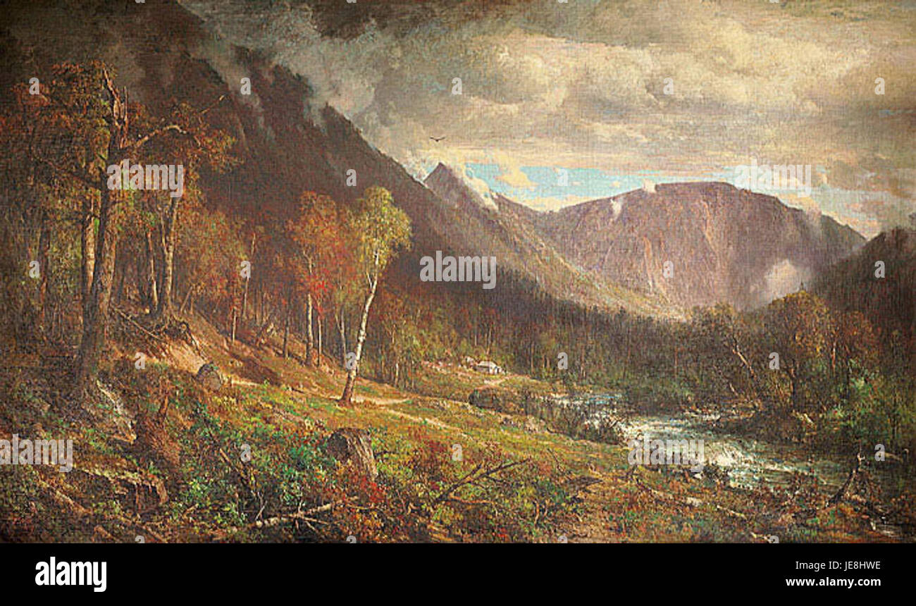 An 1872 painting by Thomas Hill depicting Crawford Notch, a scenic ...