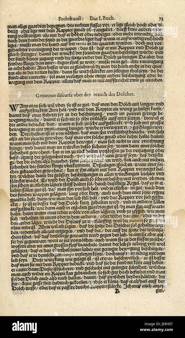 This image features a historical depiction of fencing from De Fechten by Fabri, an influential ...