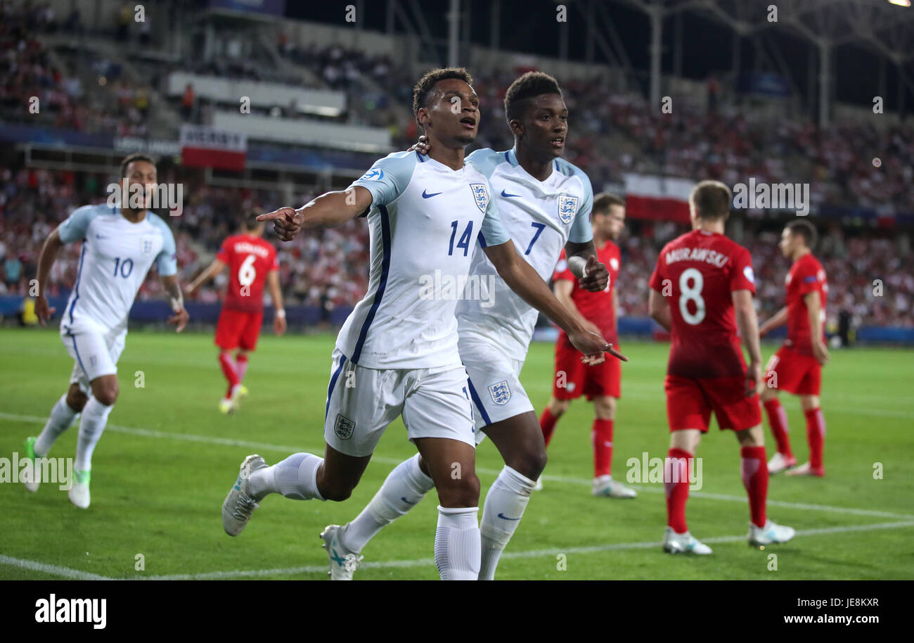 England's Jacob Murphy (left) celebrates scoring his side's second goal ...