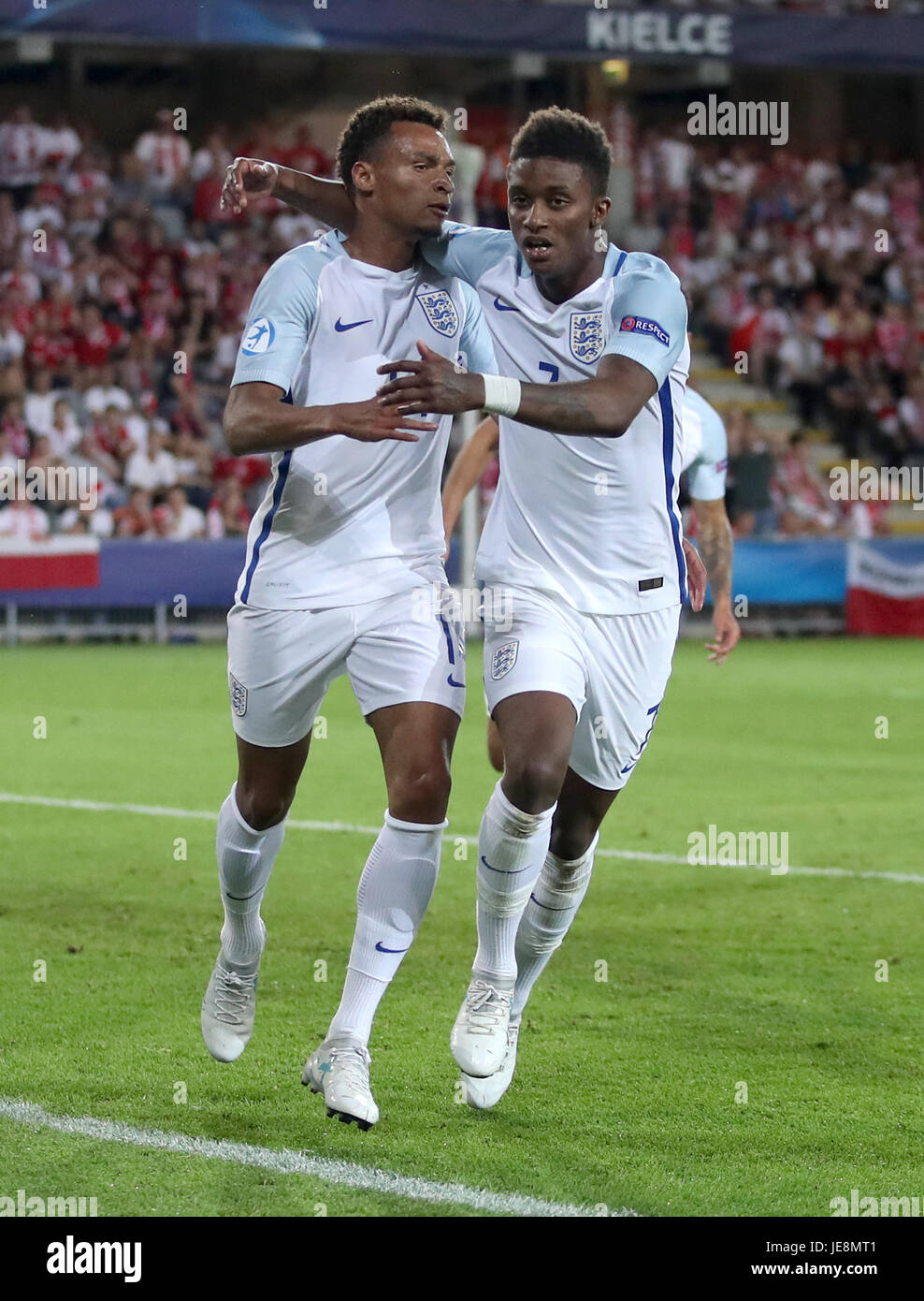 England's Jacob Murphy (left) celebrates scoring his side's second goal ...