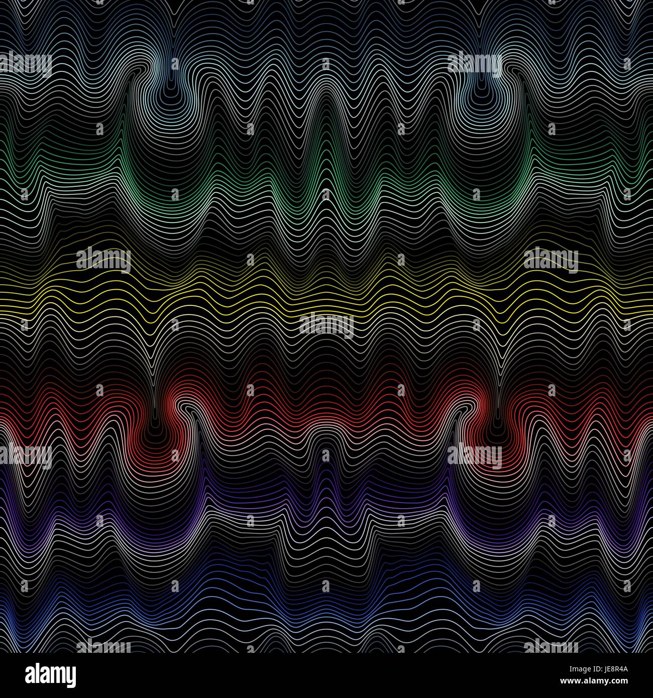 Abstract contrast seamless vector pattern with curly lines in spectrum ...