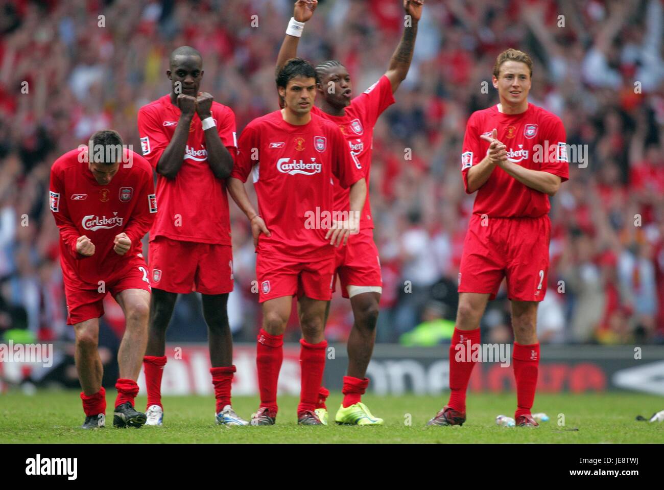 The liverpool players celebrate with the fa cup hi-res stock ...