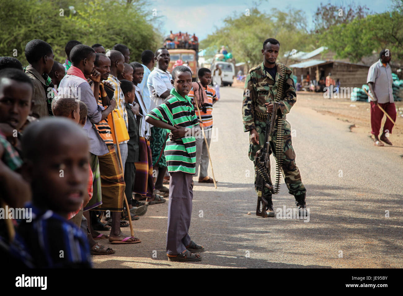 This photo captures a foot patrol operation in Baidoa, Somalia, as part ...