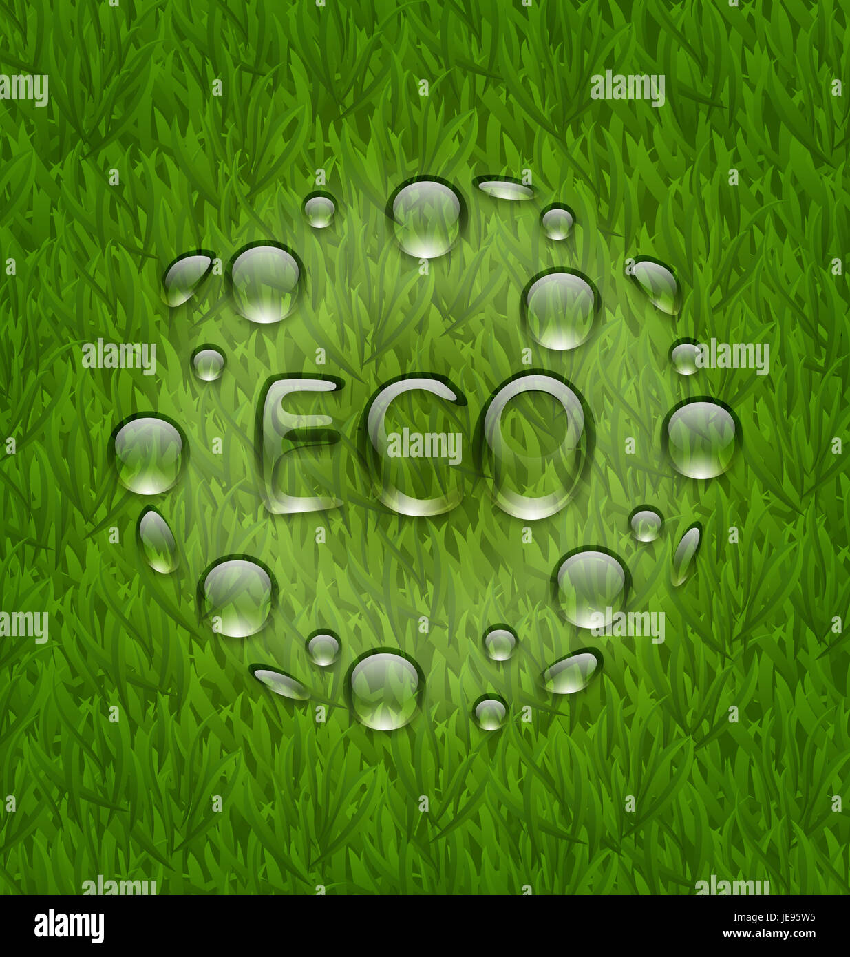 Illustration eco friendly background with water drops on fresh green ...