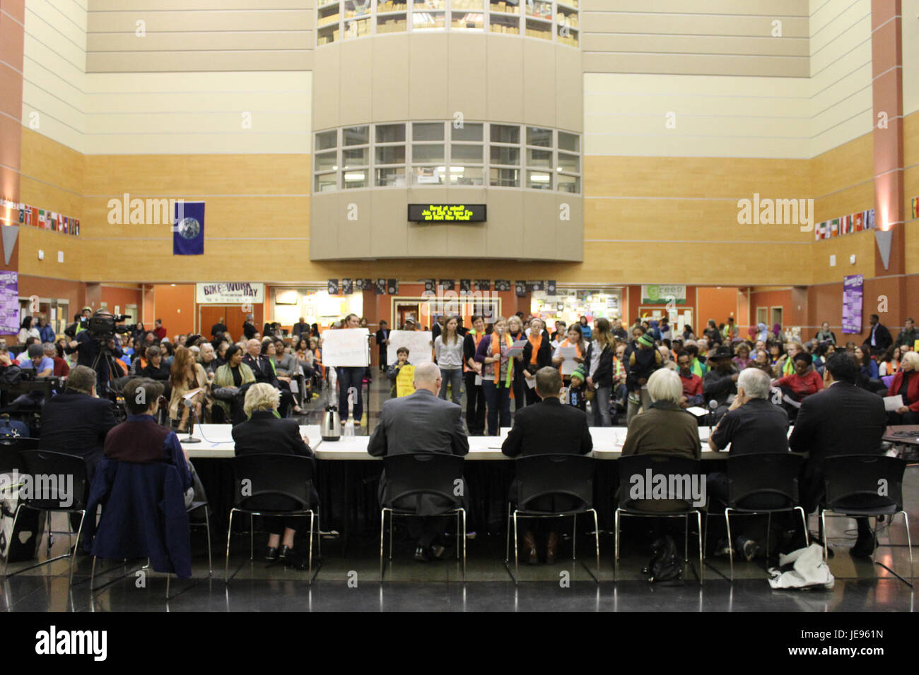 A photograph of a 2013 Budget Town Hall meeting, capturing attendees ...