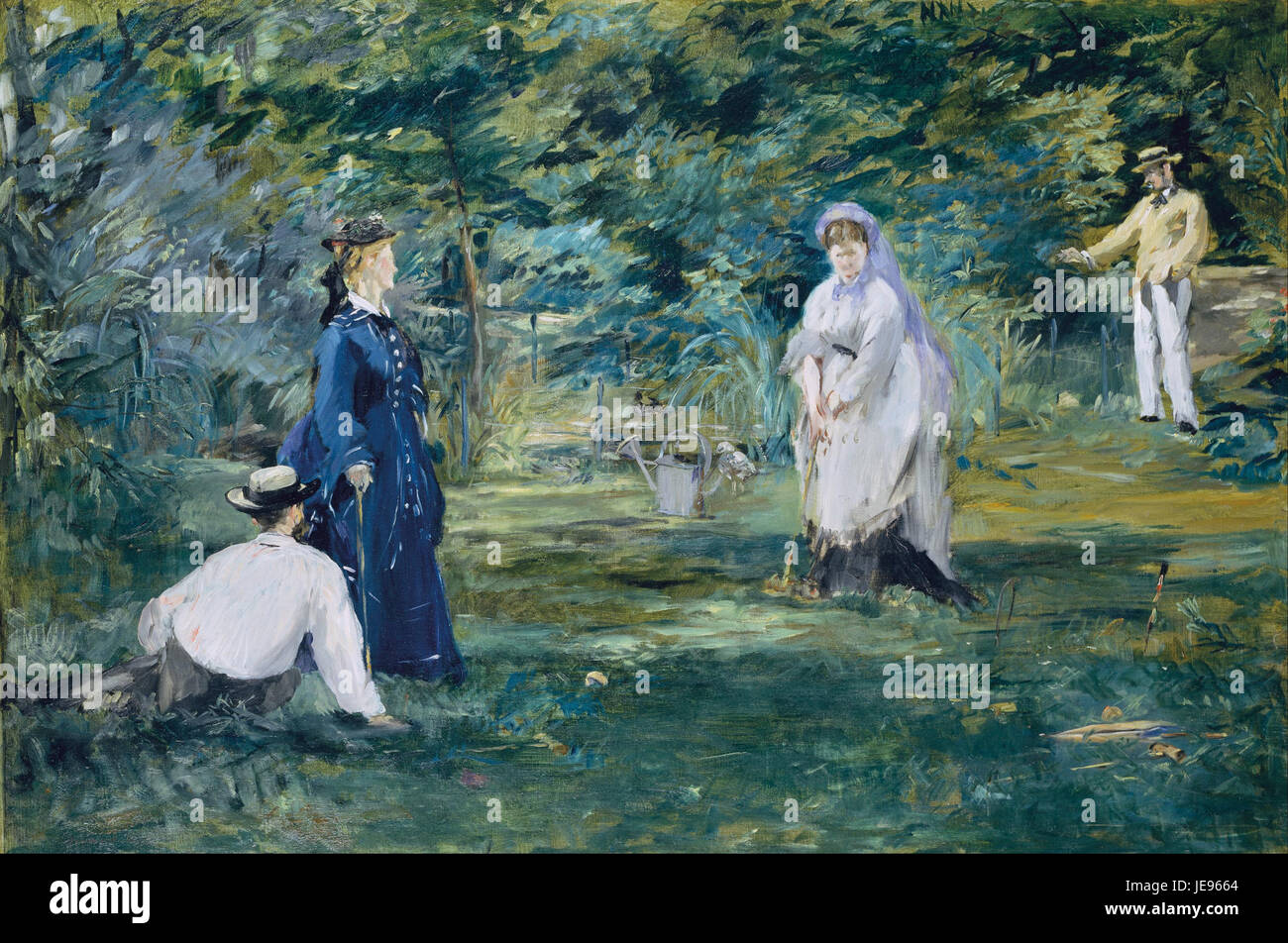 Edouard Manet's 'A Game of Croquet' depicts a leisure scene set in a ...