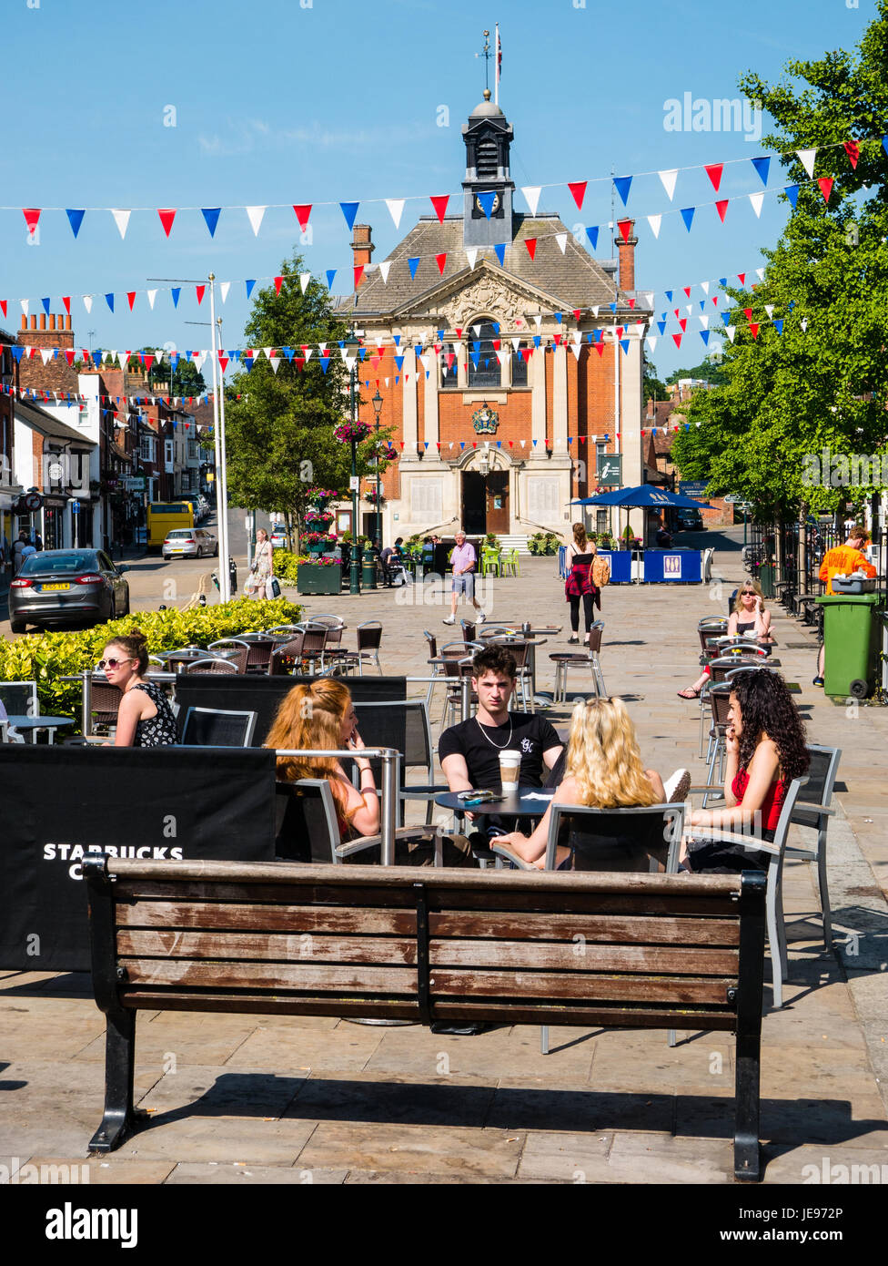 Young People Relaxing, in Marketplace, With Henley Town Hall in The ...