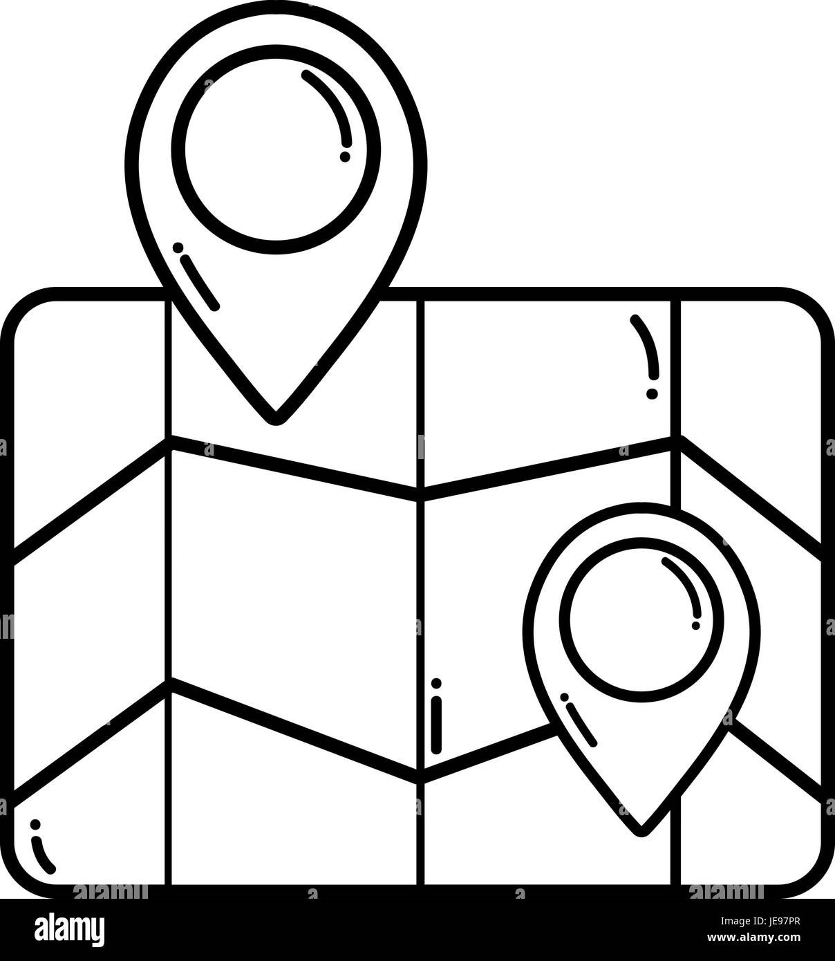 line geography map with points to location Stock Vector Image & Art - Alamy