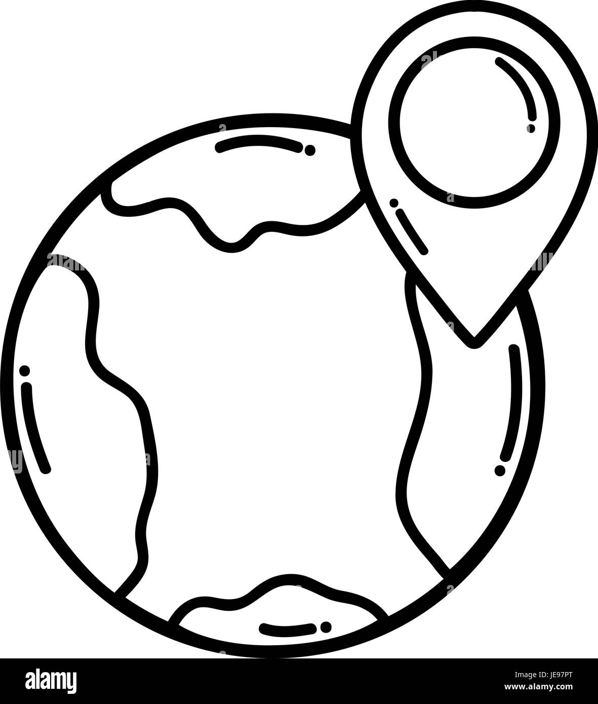 line earth planet with point with location Stock Vector Image & Art - Alamy