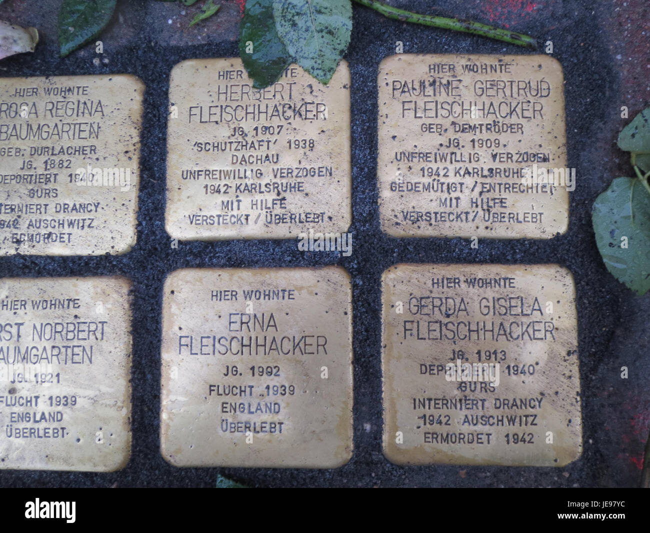 Photograph of Stolpersteine (stumbling stones) in Hockenheim, Germany ...