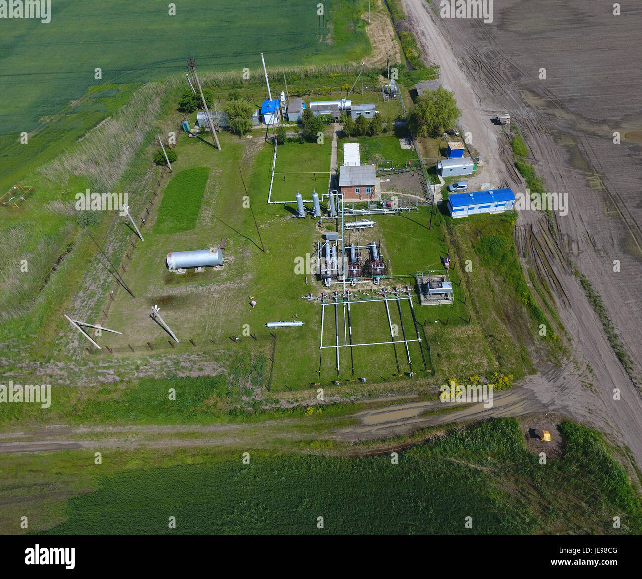 Equipment for the drying gas and condensate collection. Top view. Top view of the equipment for ...