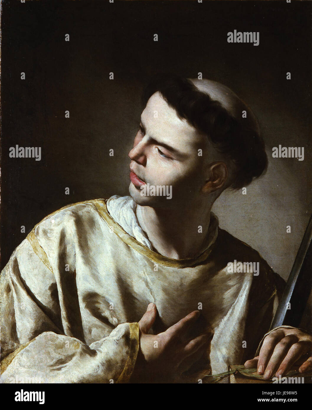 'Saint Lawrence' by Bernardo Cavallino, a Baroque painting depicting ...
