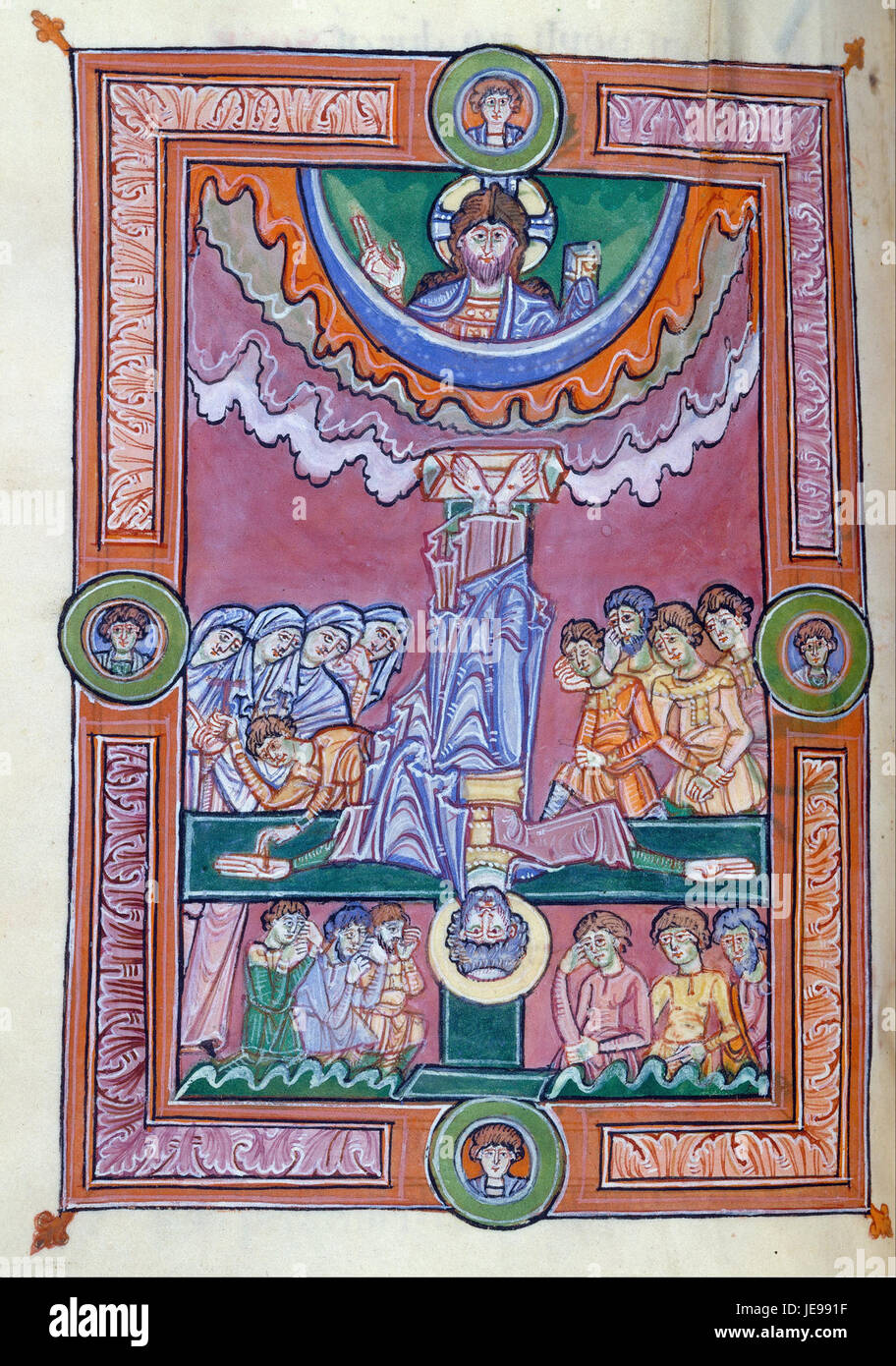 This artwork represents the crucifixion of Saint Peter, one of the ...