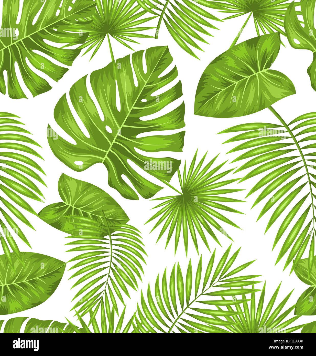 Illustration Seamless Texture with Green Tropical Leaves, Summer ...