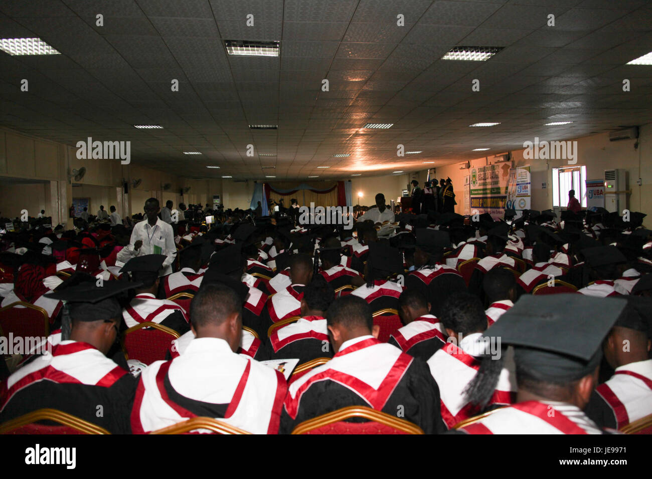A photograph of a classroom at SIMAD University in Somalia, showing ...
