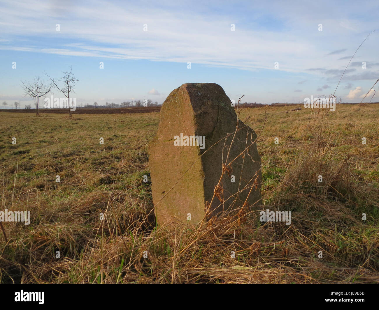 This image from February 2, 2014, depicts a Grenzstein (boundary stone ...