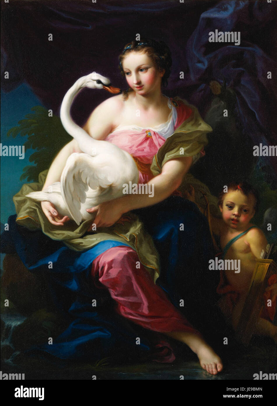A famous painting by Gianbettino Cignaroli depicting the Greek myth of Leda and the Swan ...