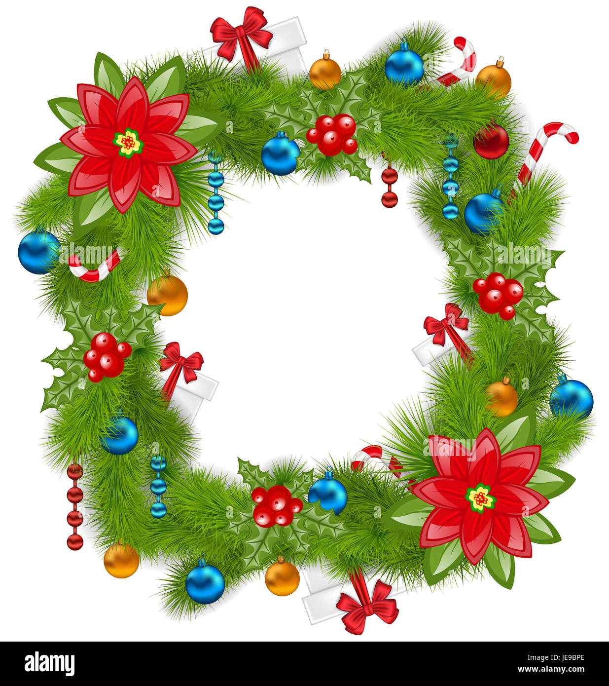 Illustration Christmas frame with traditional elements, place for your ...