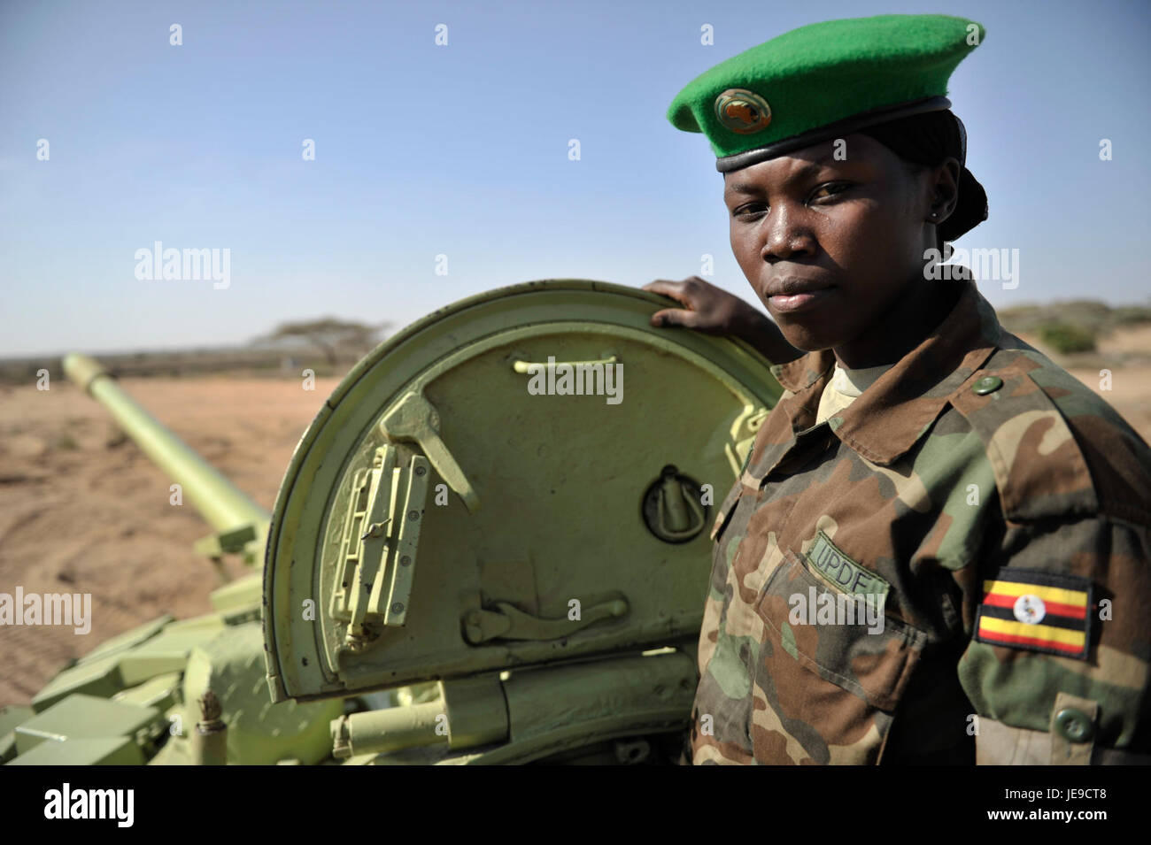 AMISOM Tank Crew-5 operates a tank as part of the African Union Mission ...