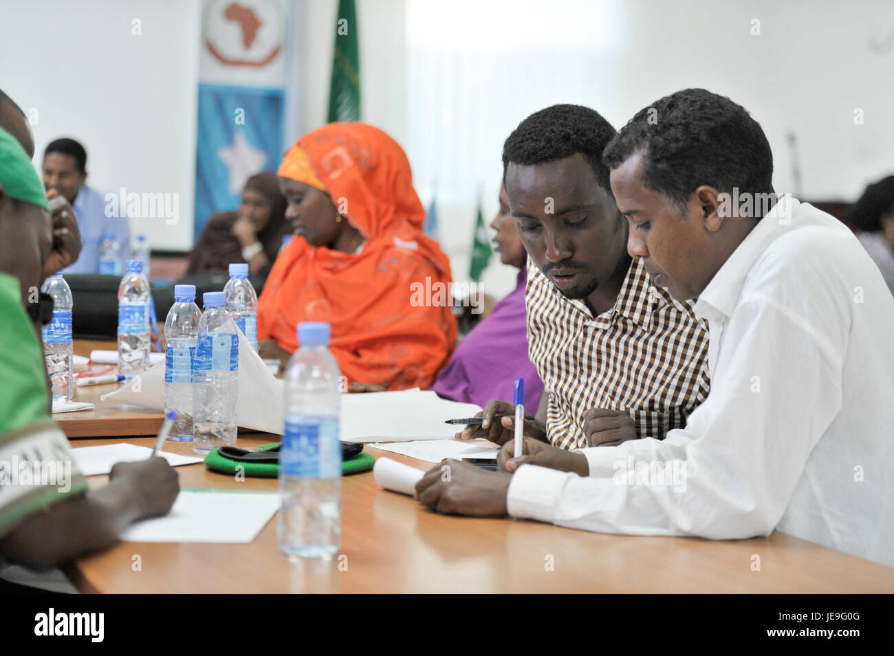 The photo from April 16, 2014, shows participants in a gender workshop ...